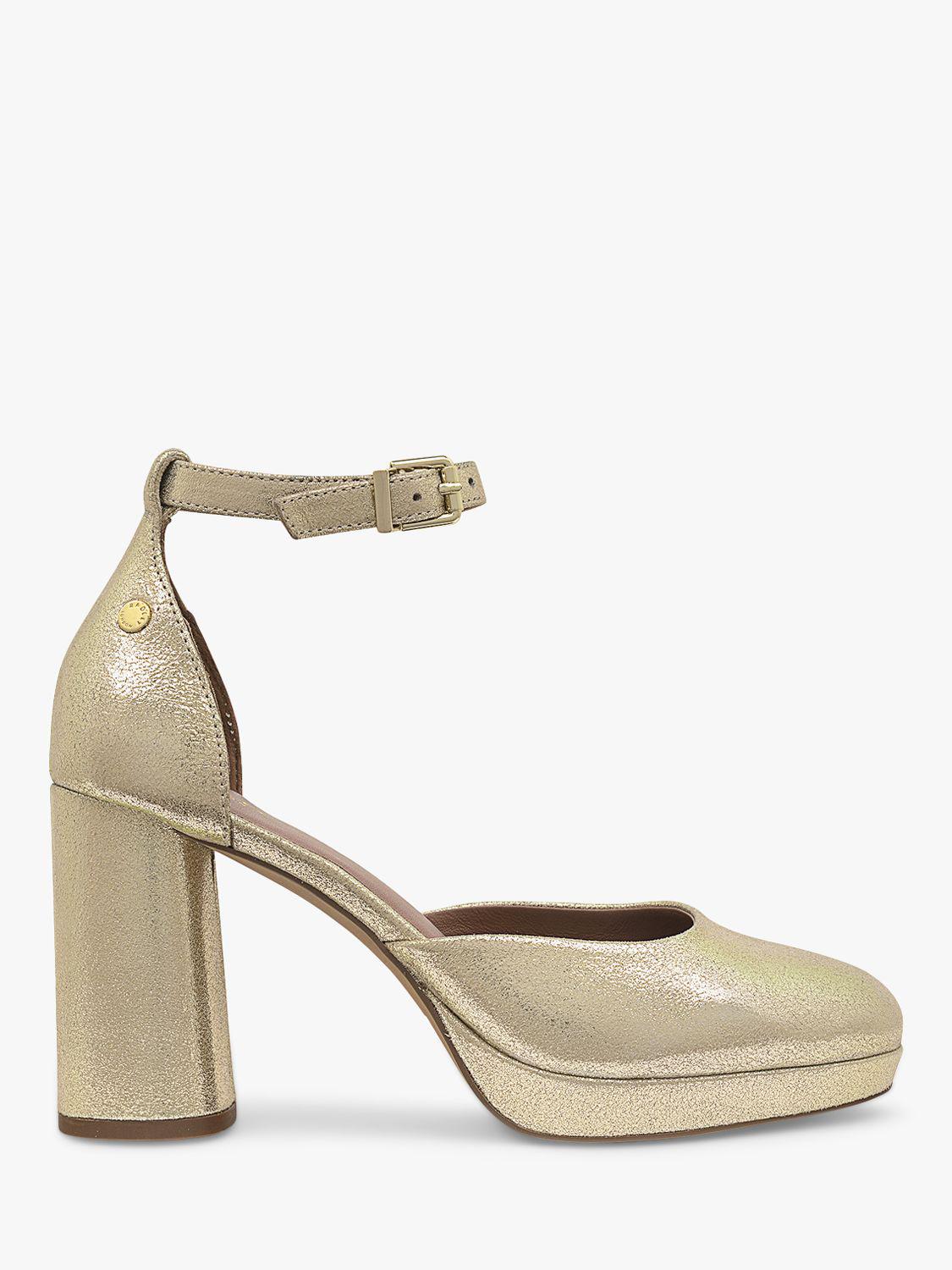 RADLEY Archer Crescent Metallic Leather Platforms in Soft Gold | endource