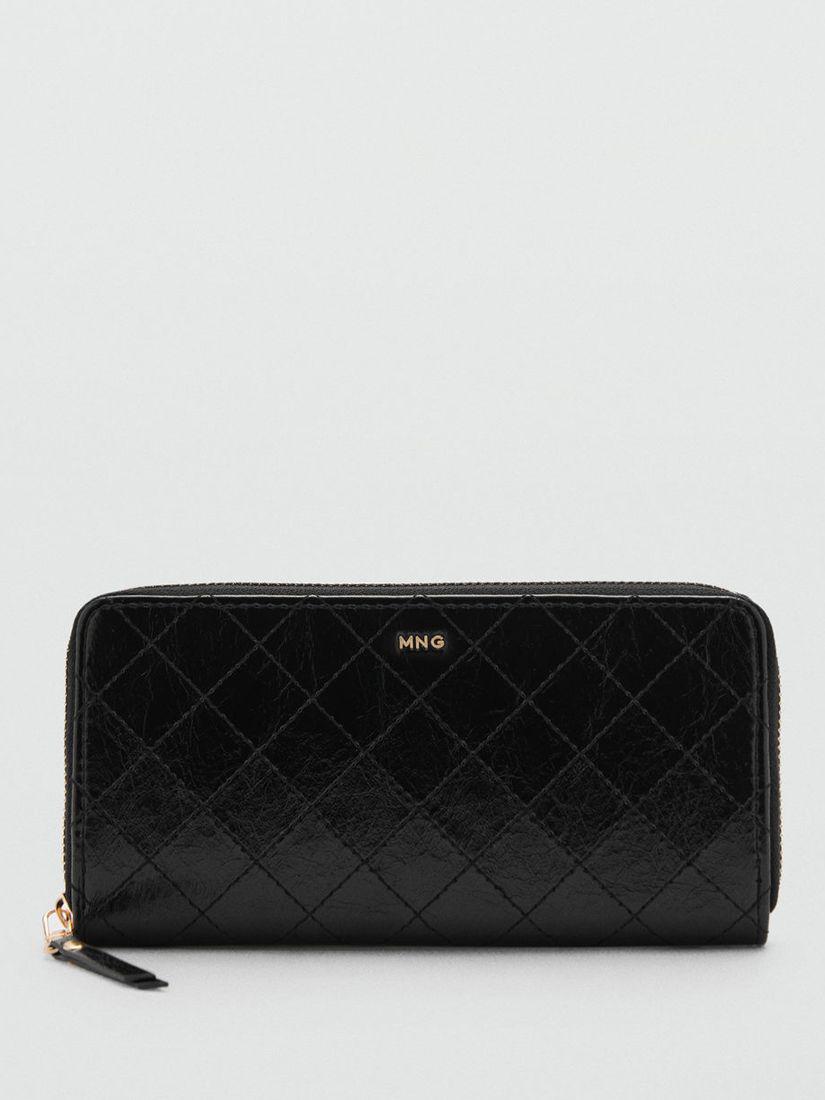 MANGO Diana Large Diamond Stitch Zip-Around Purse | endource