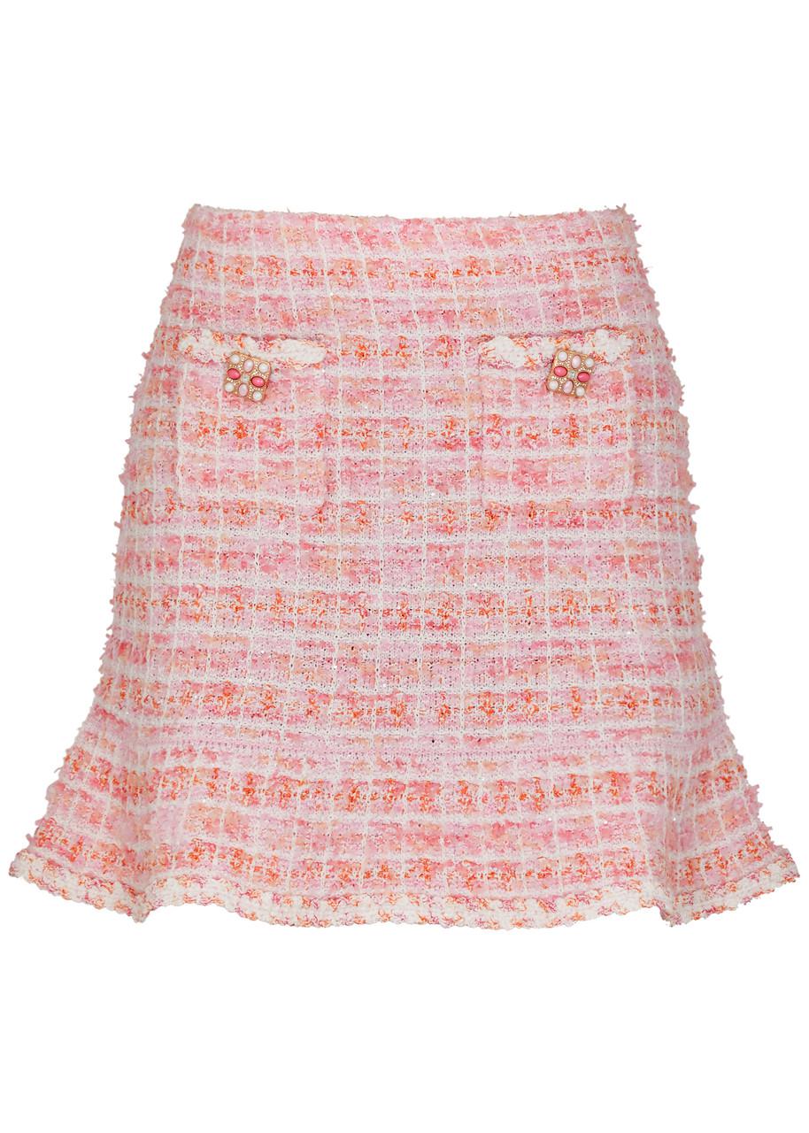 SELF-PORTRAIT Checked Bouclé Knitted Mini Skirt | Endource