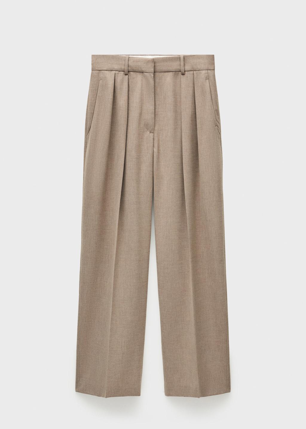 MANGO Wool Suit Trousers in Brown | endource