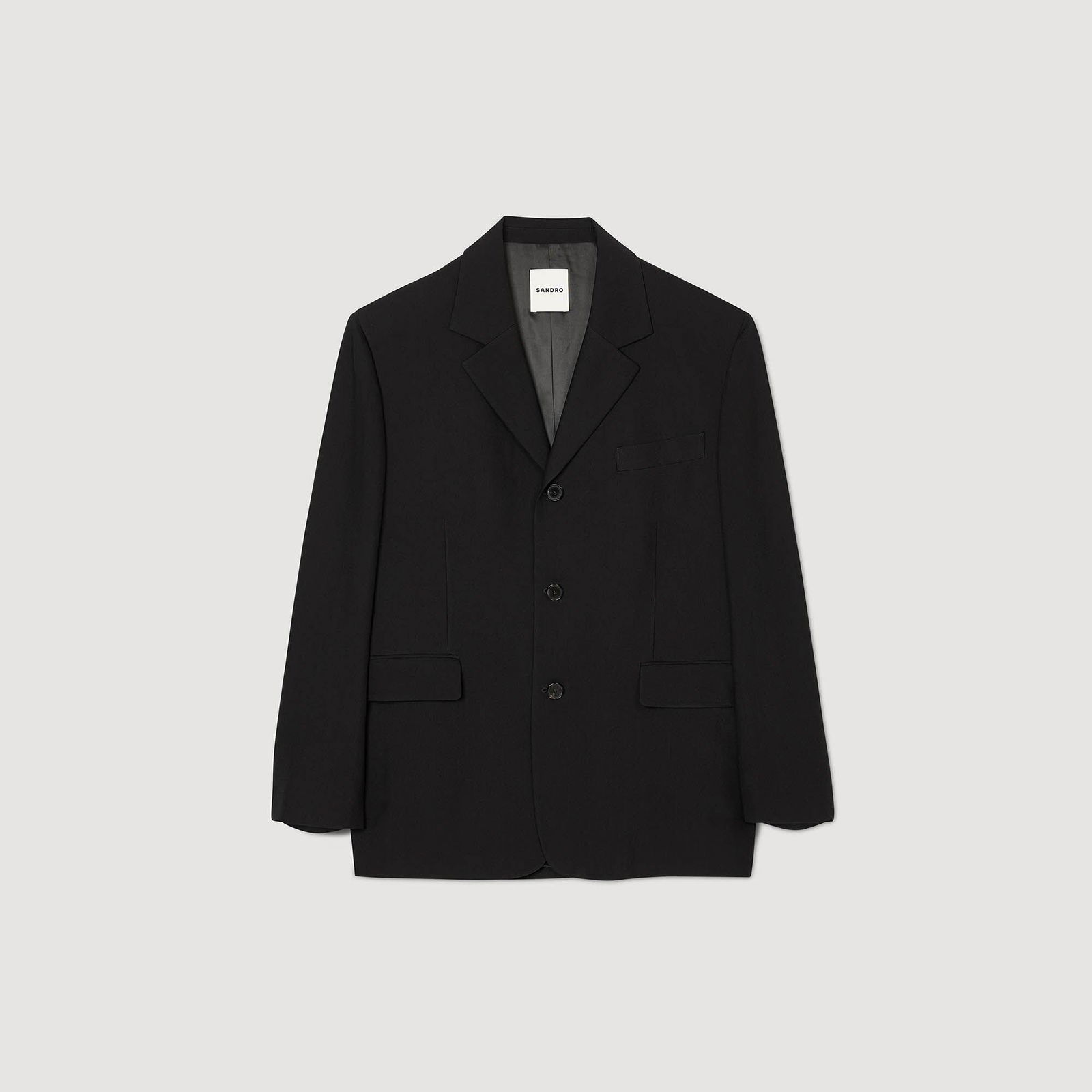 SANDRO Oversized Suit Jacket in Black | endource