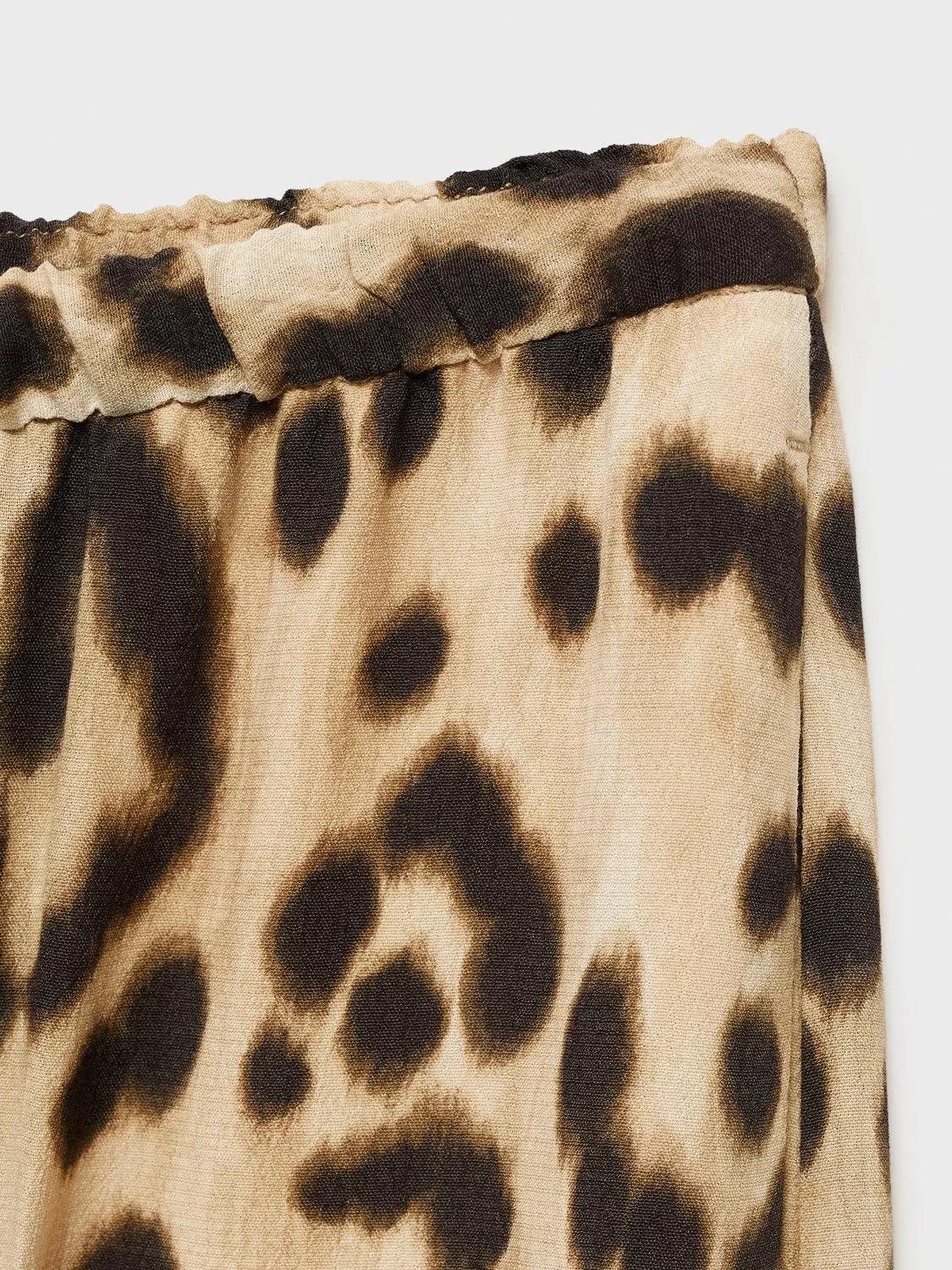 MANGO Bernie Abstract Leopard Print Trousers, Light Beige | endource