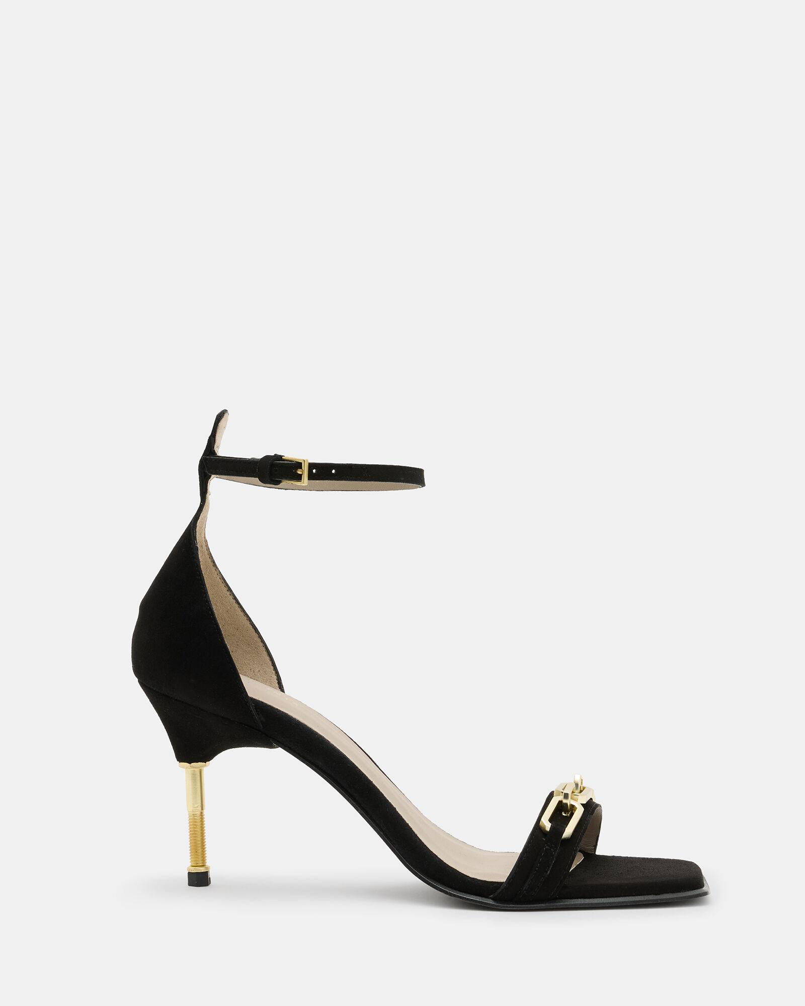 ALLSAINTS Bridget Leather Chain Heel Sandal in Black | endource