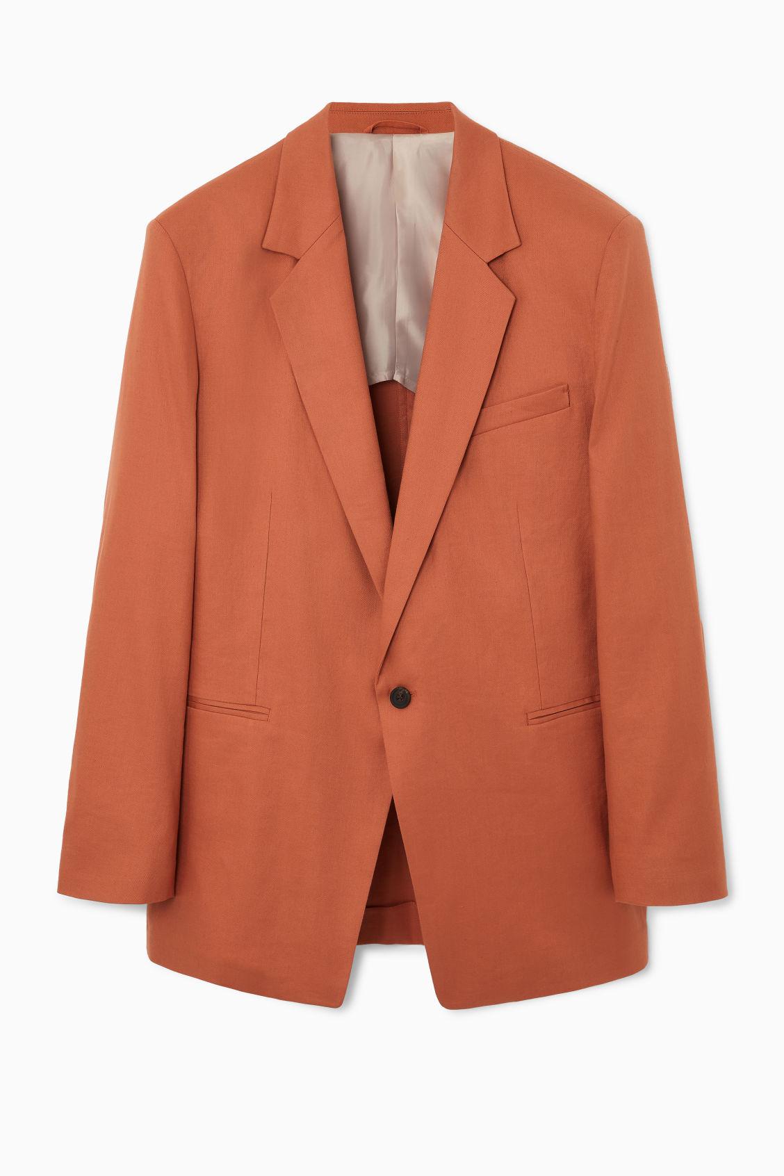 COS Relaxed Longline Single-Breasted Blazer in TERRACOTTA | endource