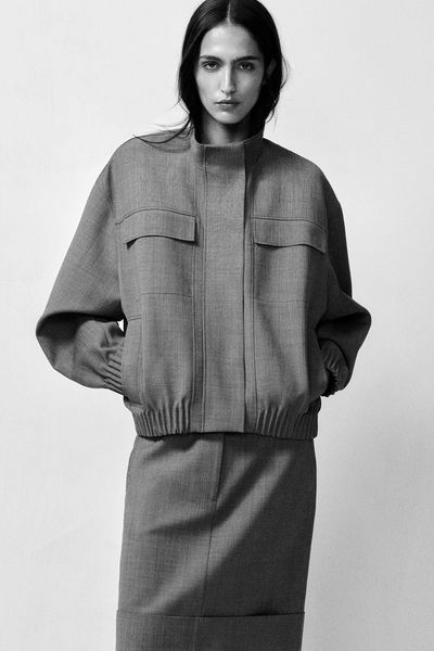 COS FUNNEL-NECK WOOL-BLEND BOMBER JACKET | endource