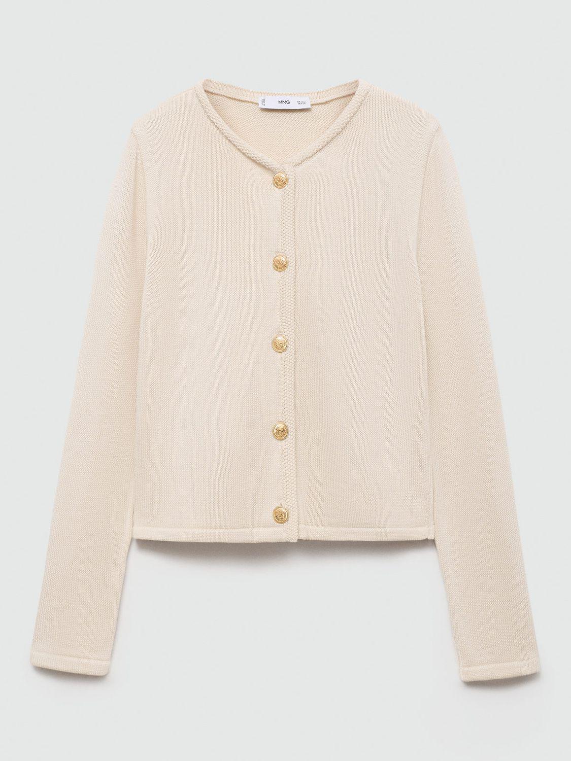 MANGO Eliot Jewel Button Knit Cardigan in Cream | Endource