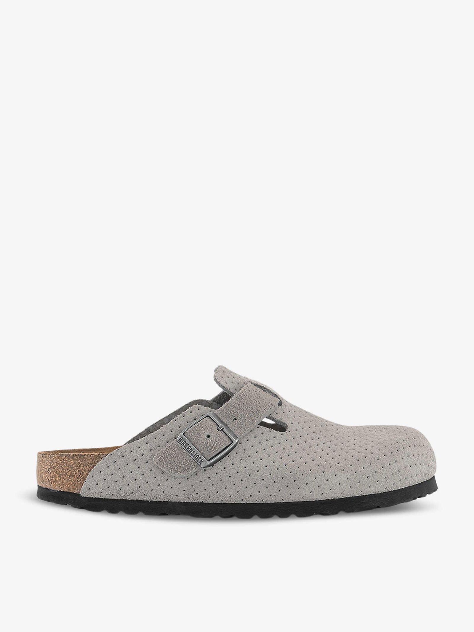 BIRKENSTOCK Boston Logo-Embossed Suede Clogs in DOTTED STONE COIN ...