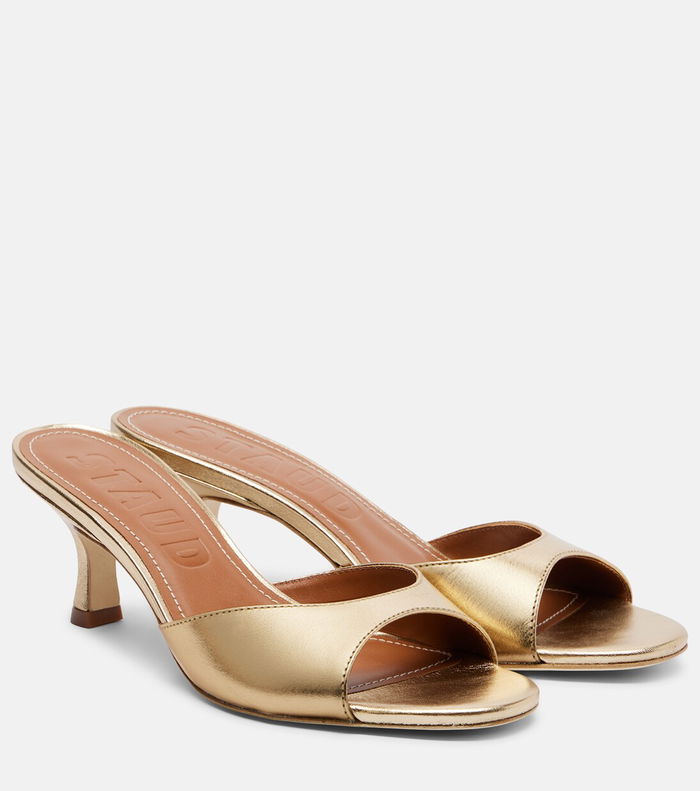 STAUD Brigitte 100 Metallic Leather Mules | endource