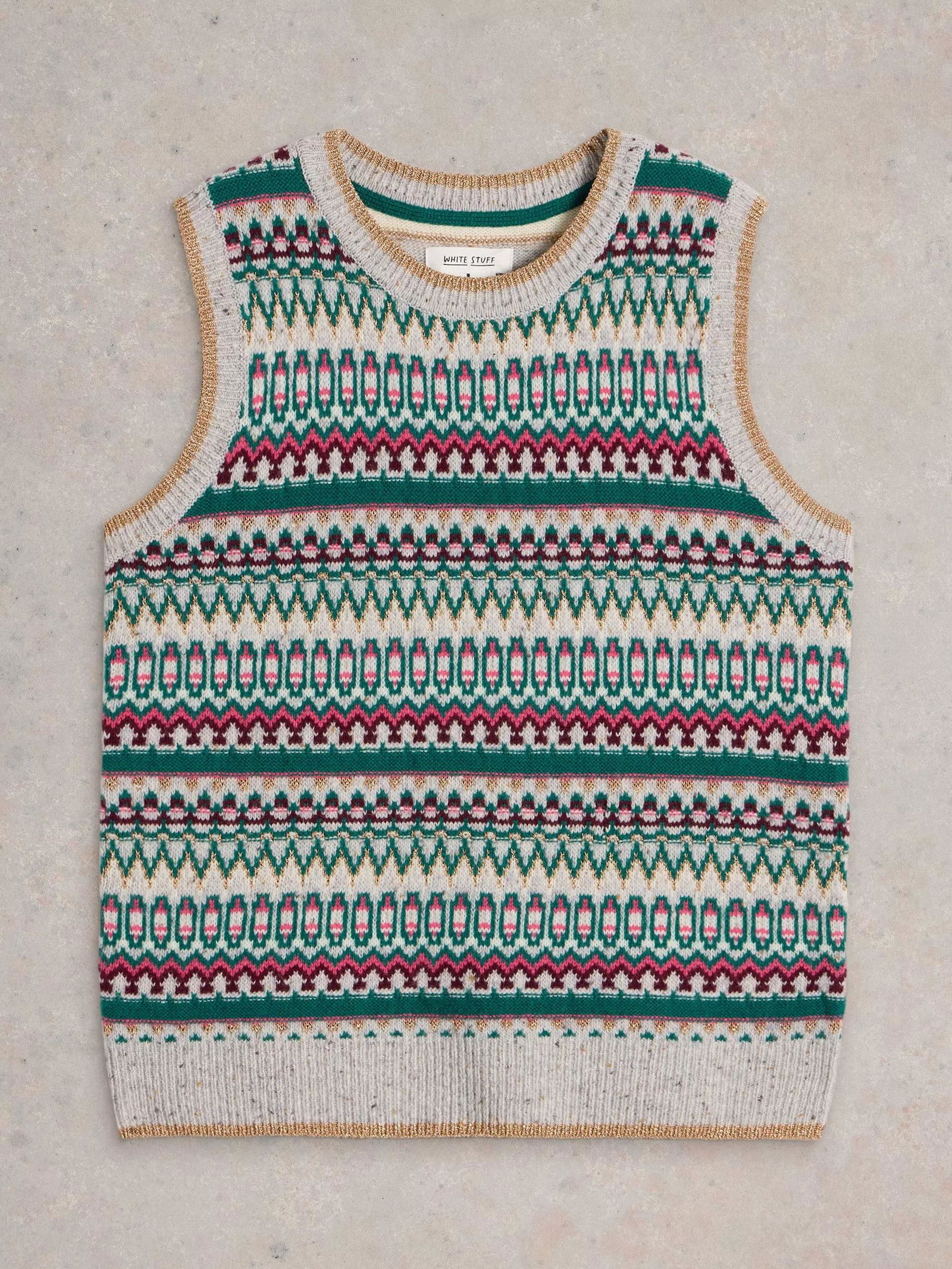 WHITE STUFF Fay Fair Isle Wool Blend Tank in Multi | endource