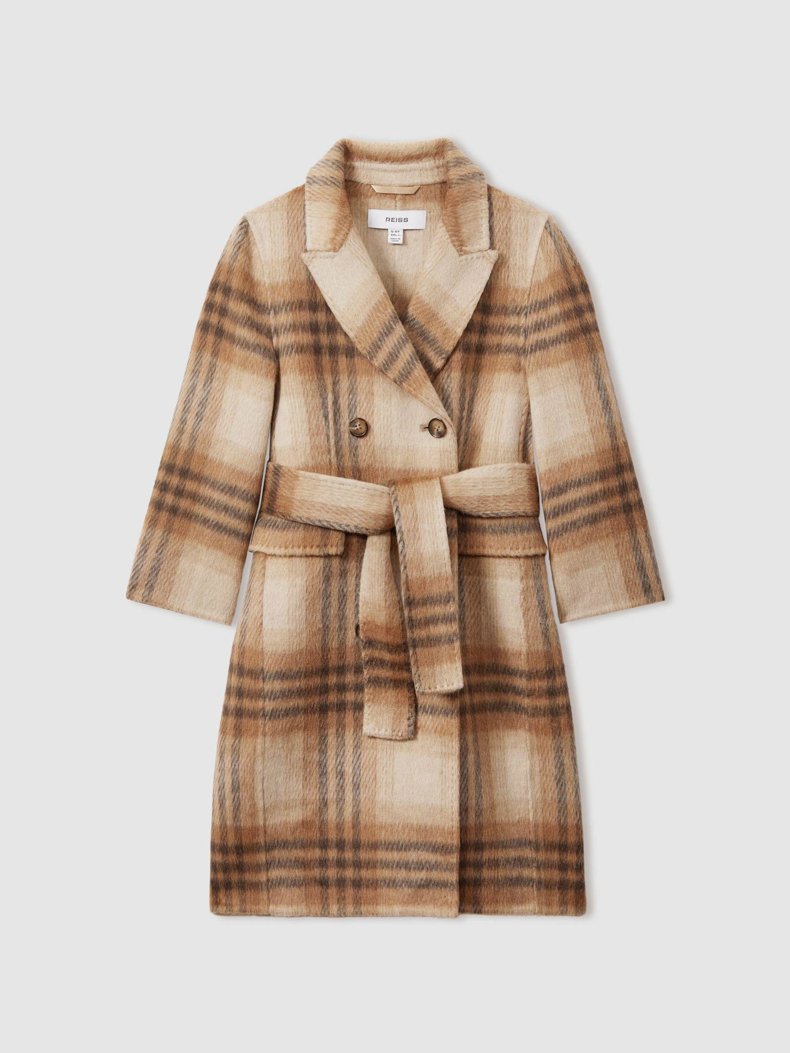 REISS Checked Wool Blend Blindseam Coat in Brown | endource