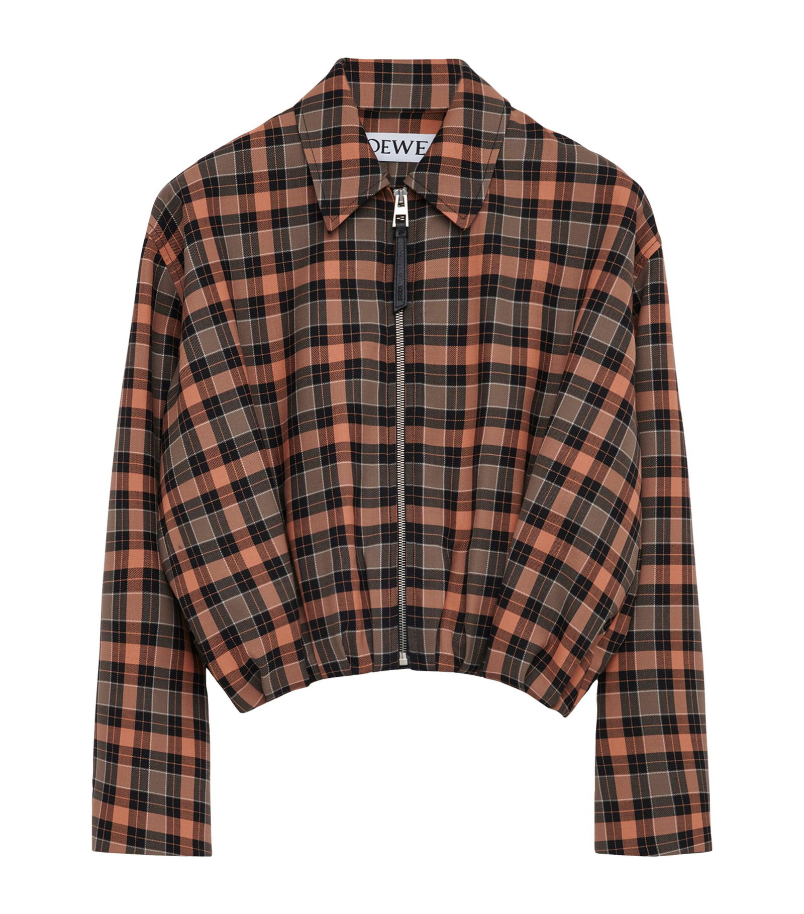 LOEWE Wool-Blend Draped Check Print Jacket | endource