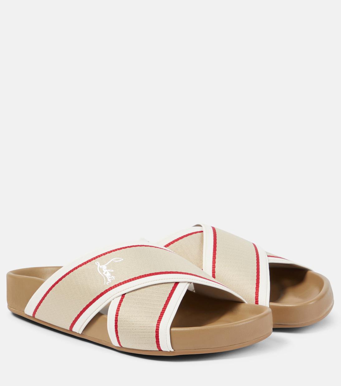 CHRISTIAN LOUBOUTIN Hot Cross Bizz Ribbon Sandals in Beige | endource