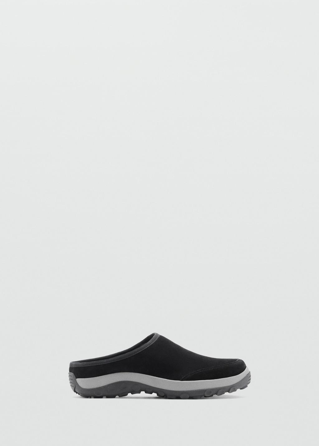 MANGO Leather Clogs With Track Sole in Black | endource