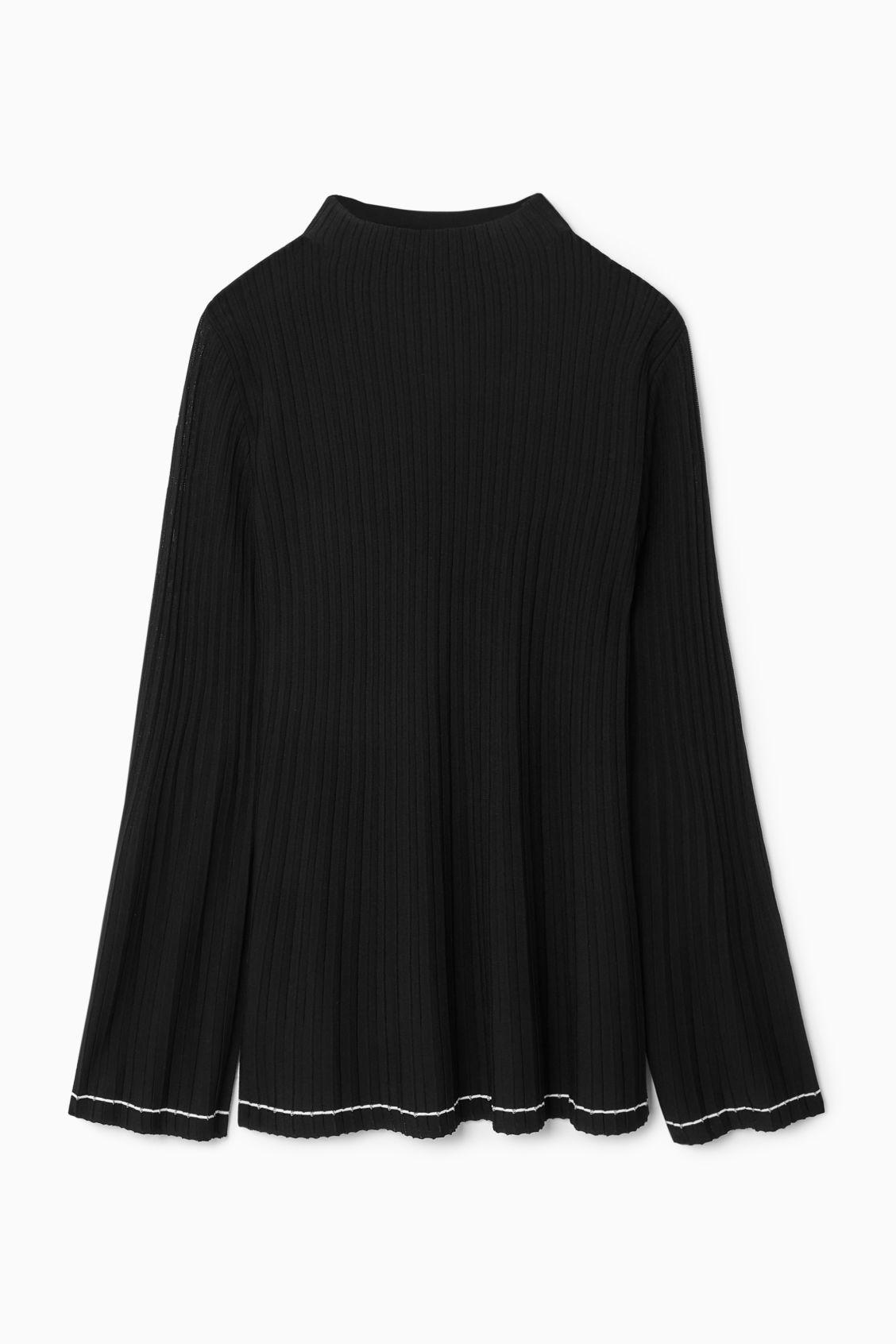 COS Pleated Knitted Tunic Top in BLACK | Endource