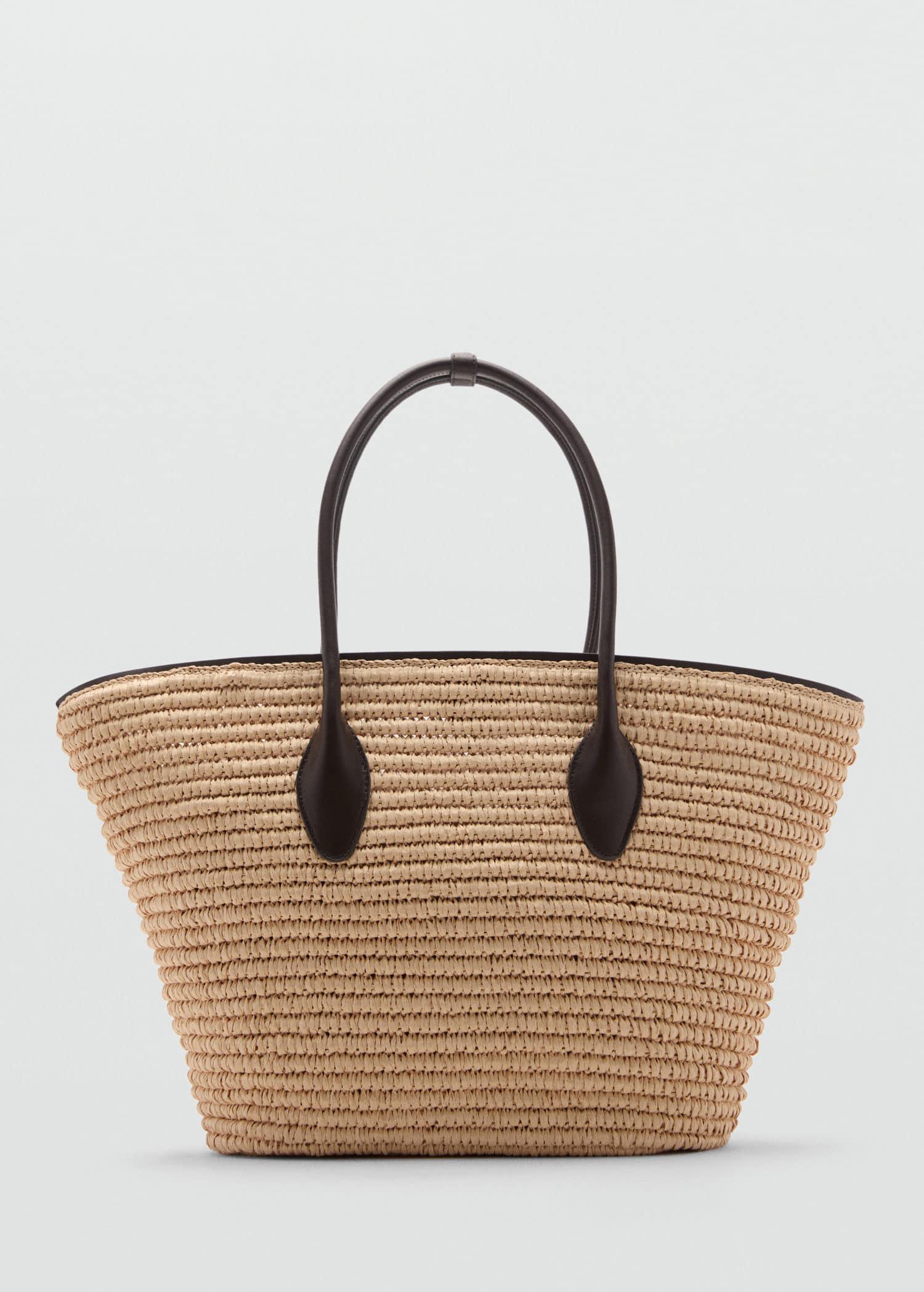 MANGO Natural Fibre Maxi Tote Bag in Chocolate | endource
