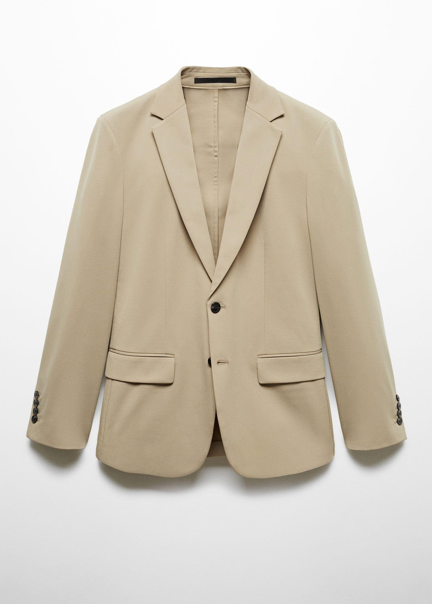 MANGO Slim-Fit Suit Jacket in Beige | Endource
