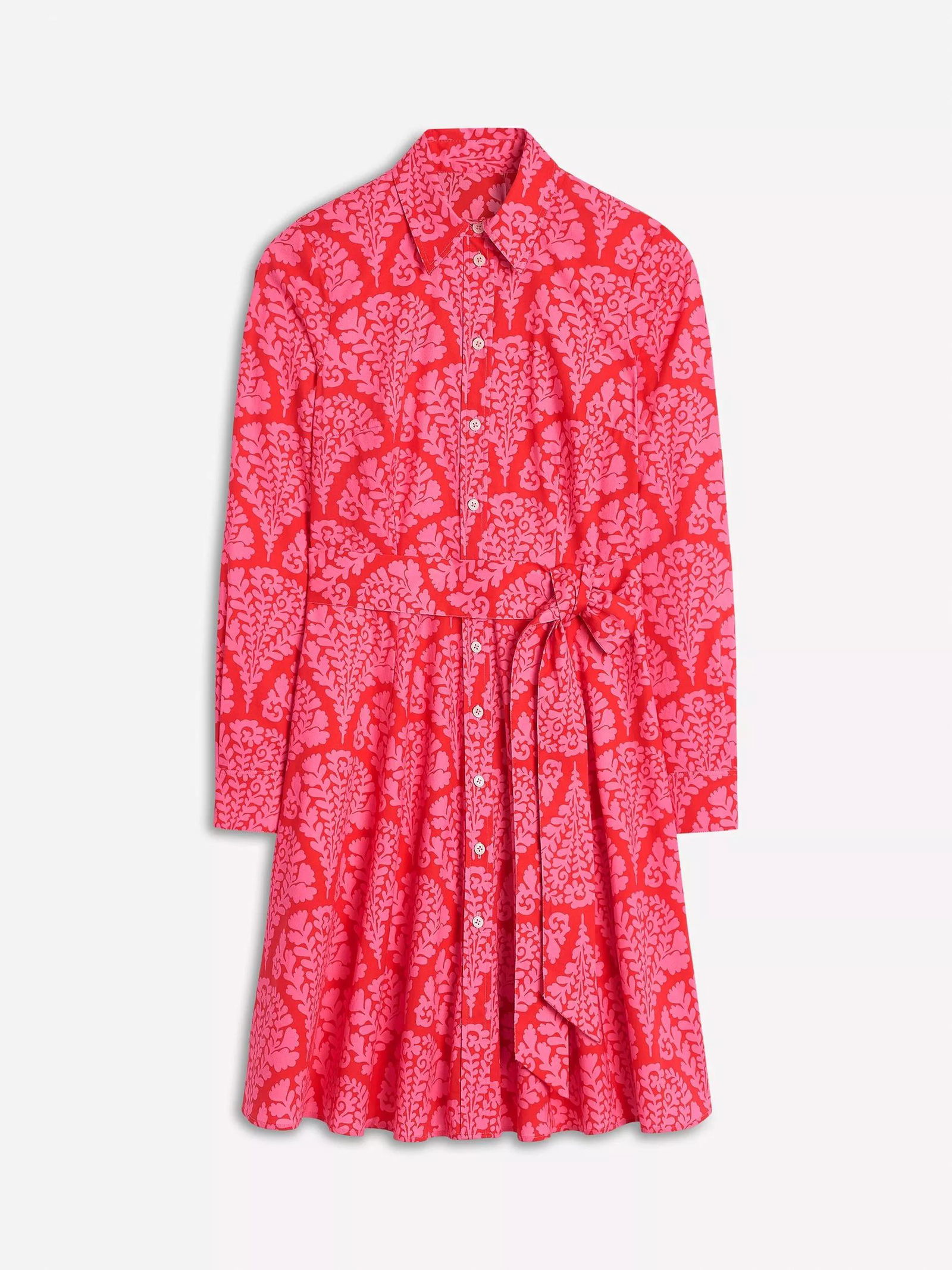 BODEN Amy Floral Mini Shirt Dress in Red/Multi | endource