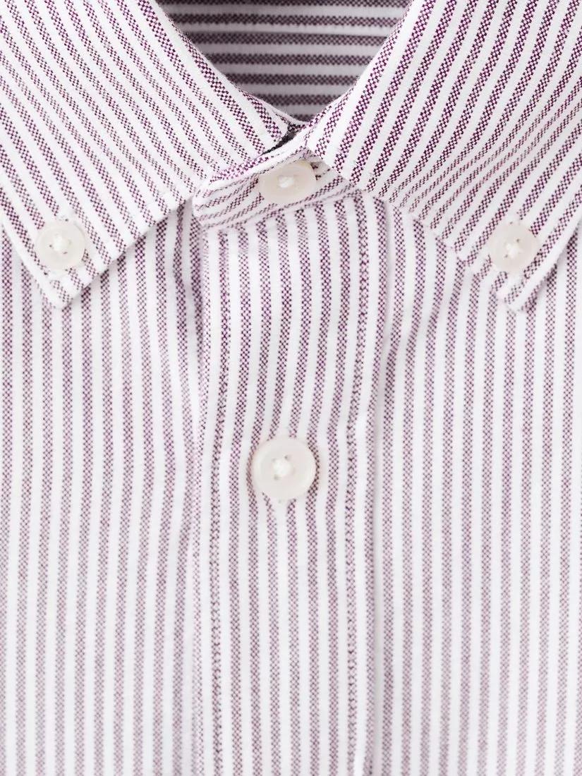 MANGO Kodak Cotton Stripe Shirt, Dark Red | endource