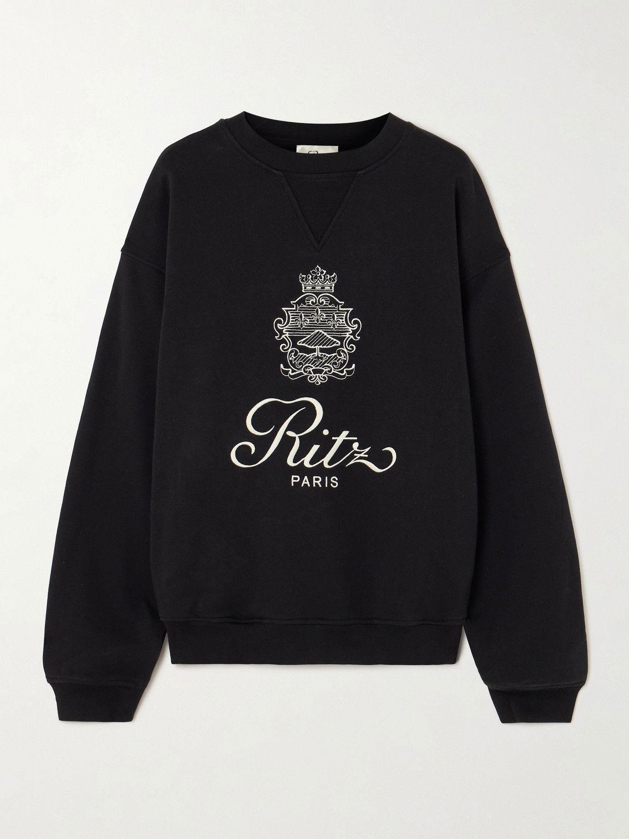 FRAME FRAME x Ritz Paris - Embroidered Cotton-Blend Jersey Sweatshirt ...