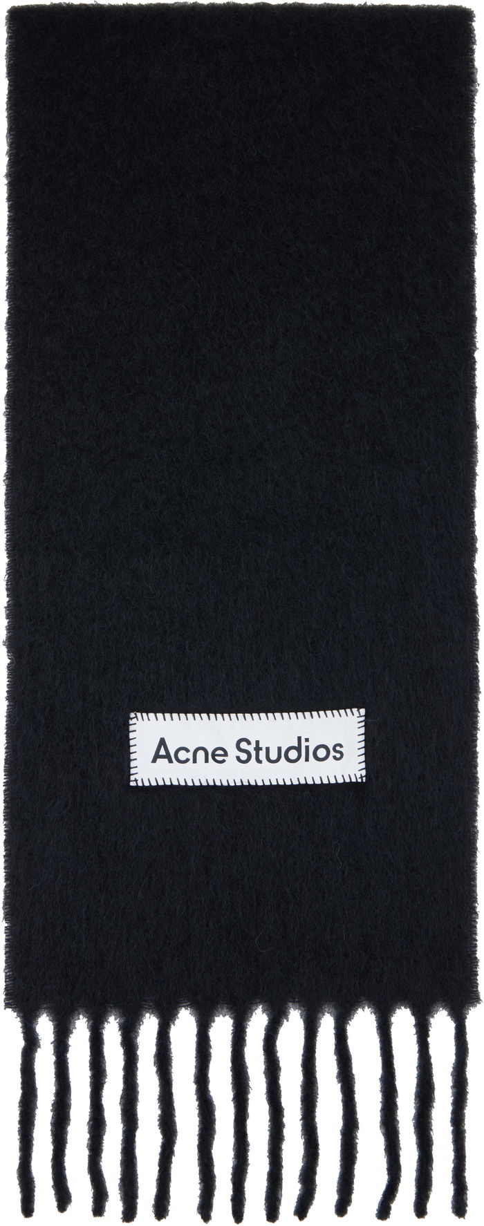 ACNE STUDIOS Black Wool Logo Scarf | endource