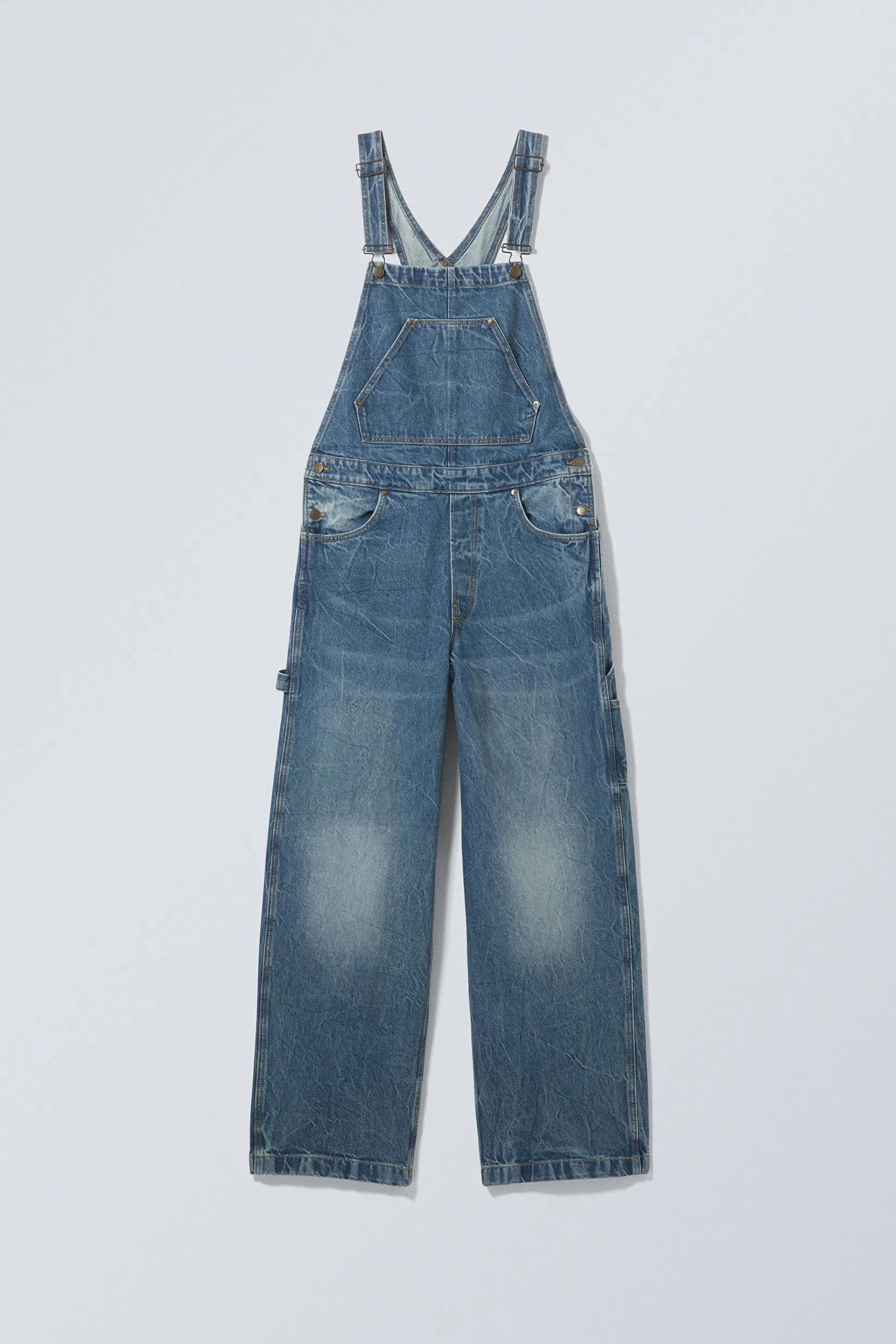 WEEKDAY Astro Loose Fit Dungarees in Blue Era | Endource