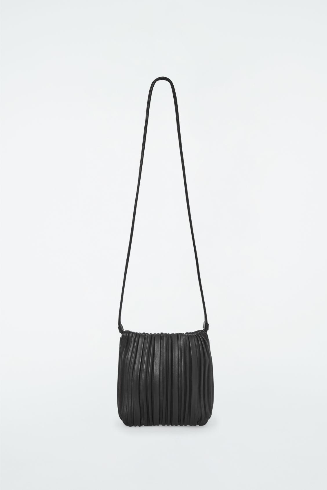 COS Scallop Leather Crossbody Bag in BLACK | endource