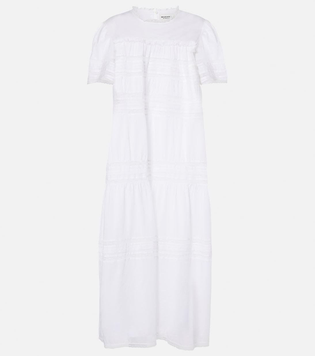 ISABEL MARANT ÉTOILE Geralda Ruffled Cotton Midi Dress in White | Endource