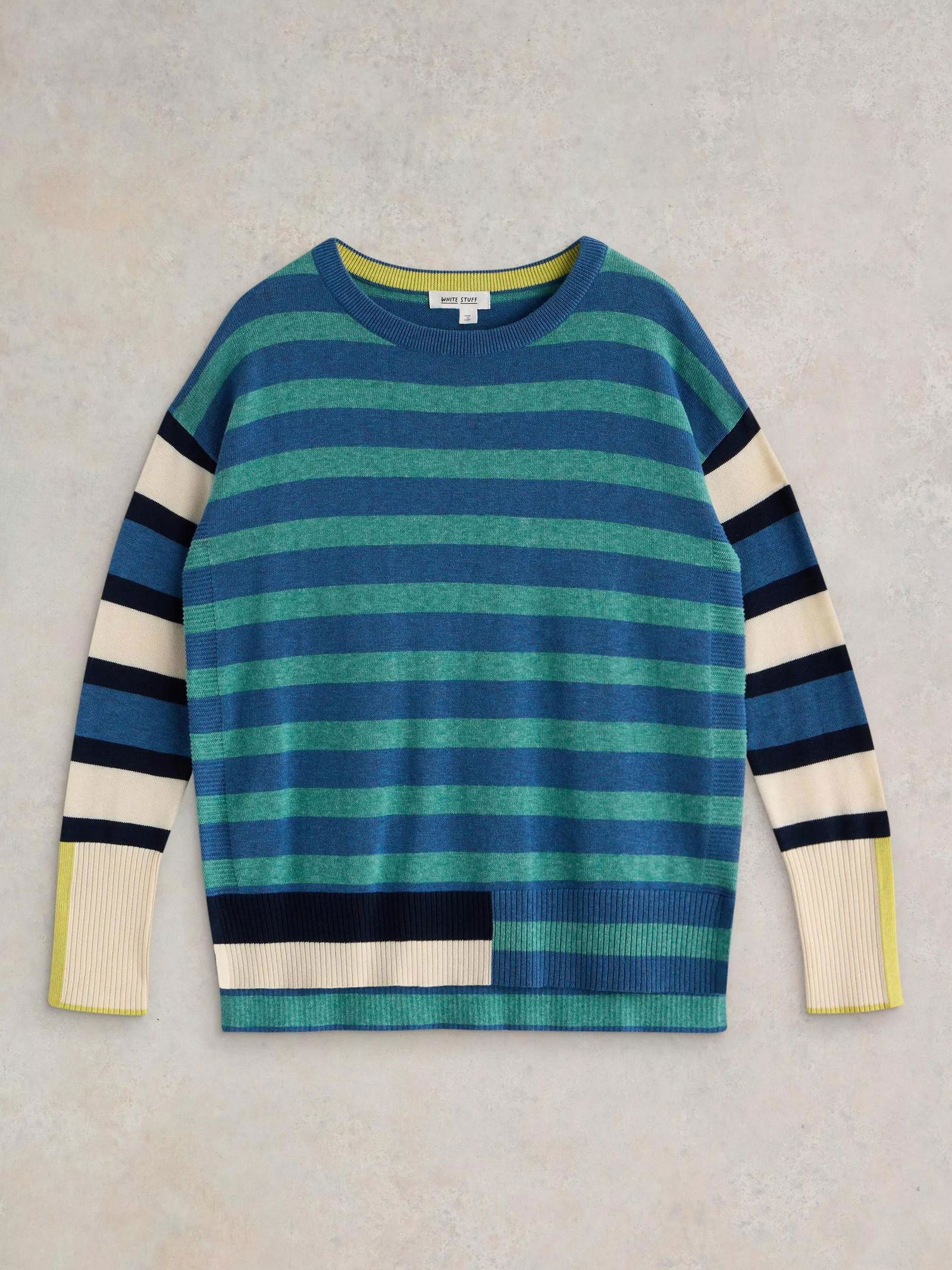 WHITE STUFF Olive Stripe Side Split Jumper | endource