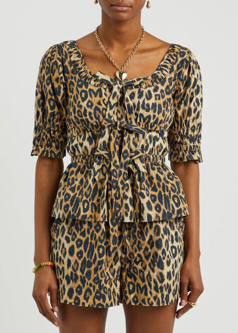 DAMSON MADDER Bianca Leopard-Print Cotton Blouse | endource