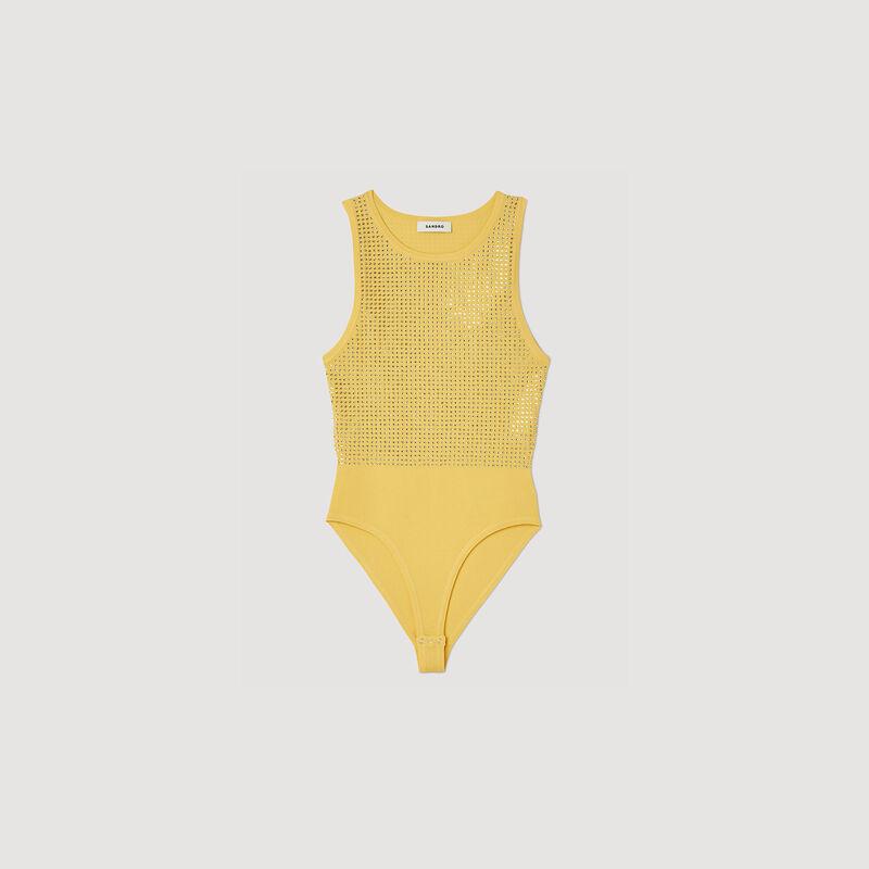 SANDRO Rhinestone Bodysuit in Yellow | Endource