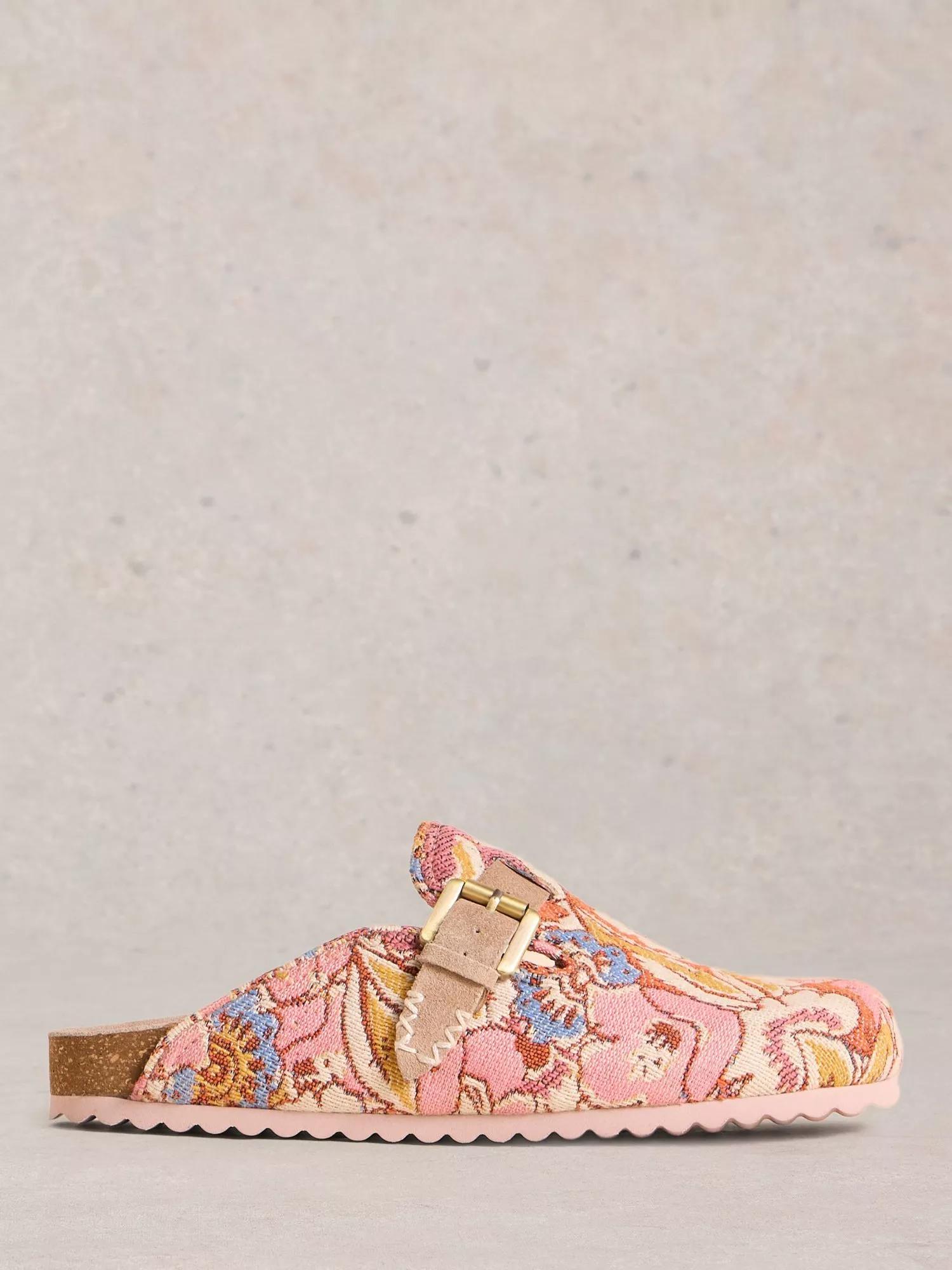 WHITE STUFF Myrtle Floral Fabric Clogs in Pink/Multi | endource