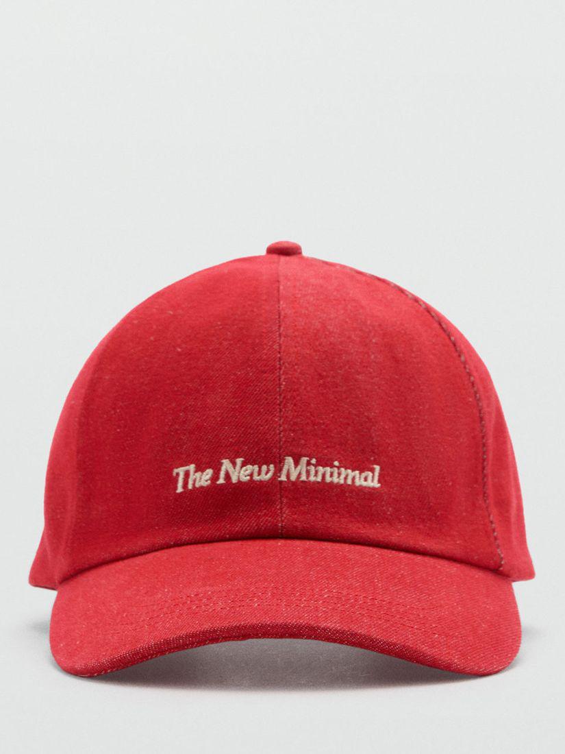 MANGO Minimal Embroidered Baseball Cap in Red | endource