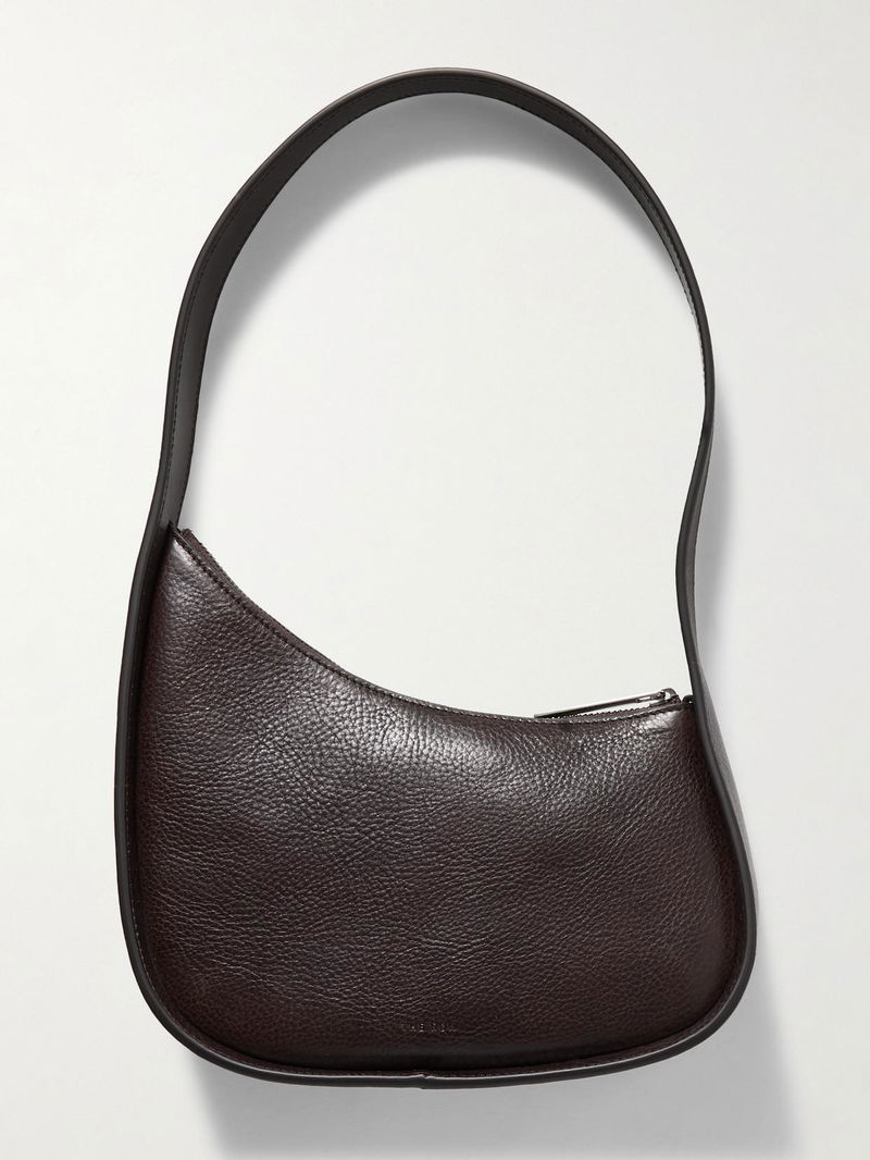 THE ROW Half Moon Textured-Leather Shoulder Bag in Brown | Endource