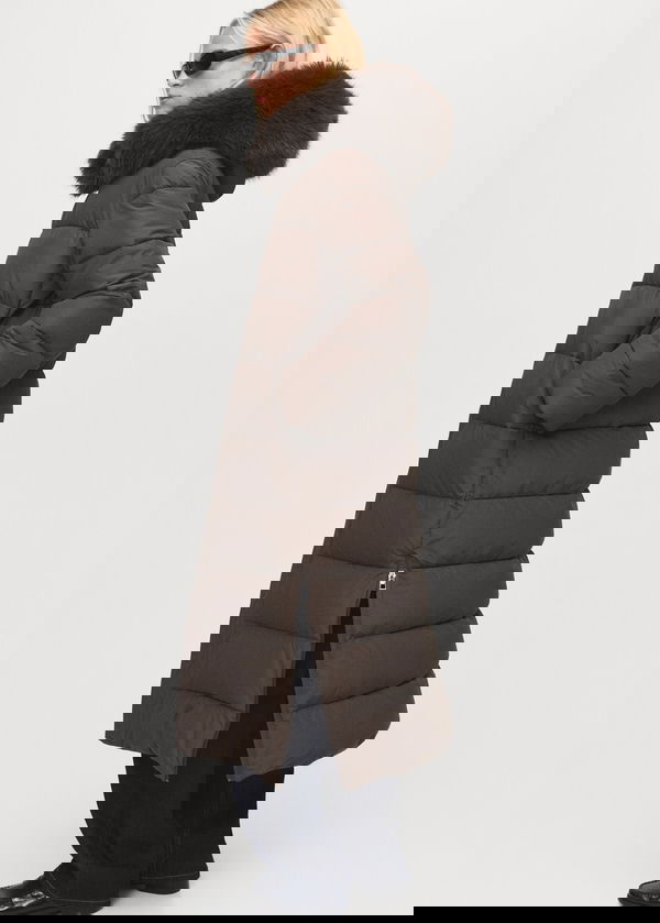 MANGO Puffer Coat With Fur-effect Effect Hood | endource