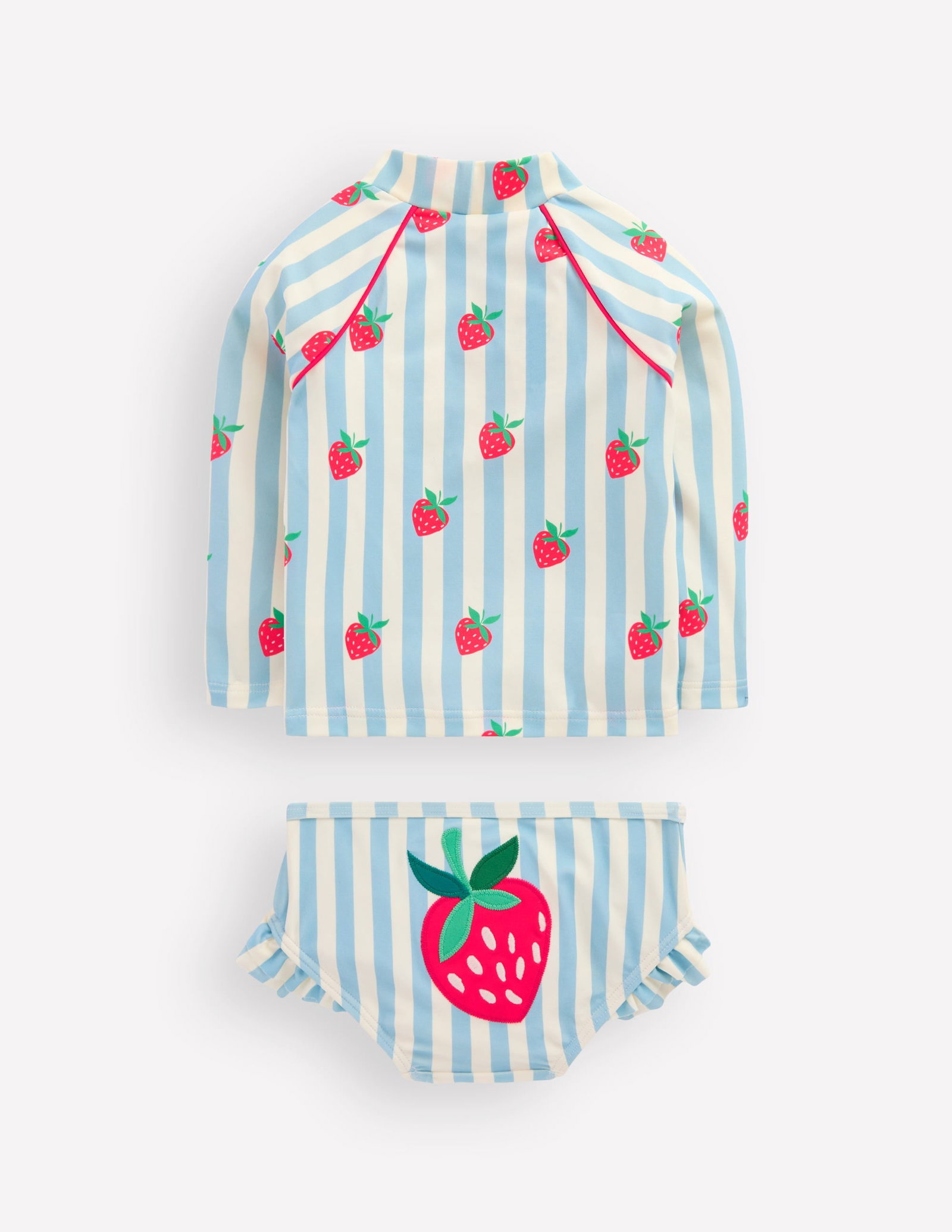 BODEN Logo Rash Vest Set-Blue Strawberry Patch | endource