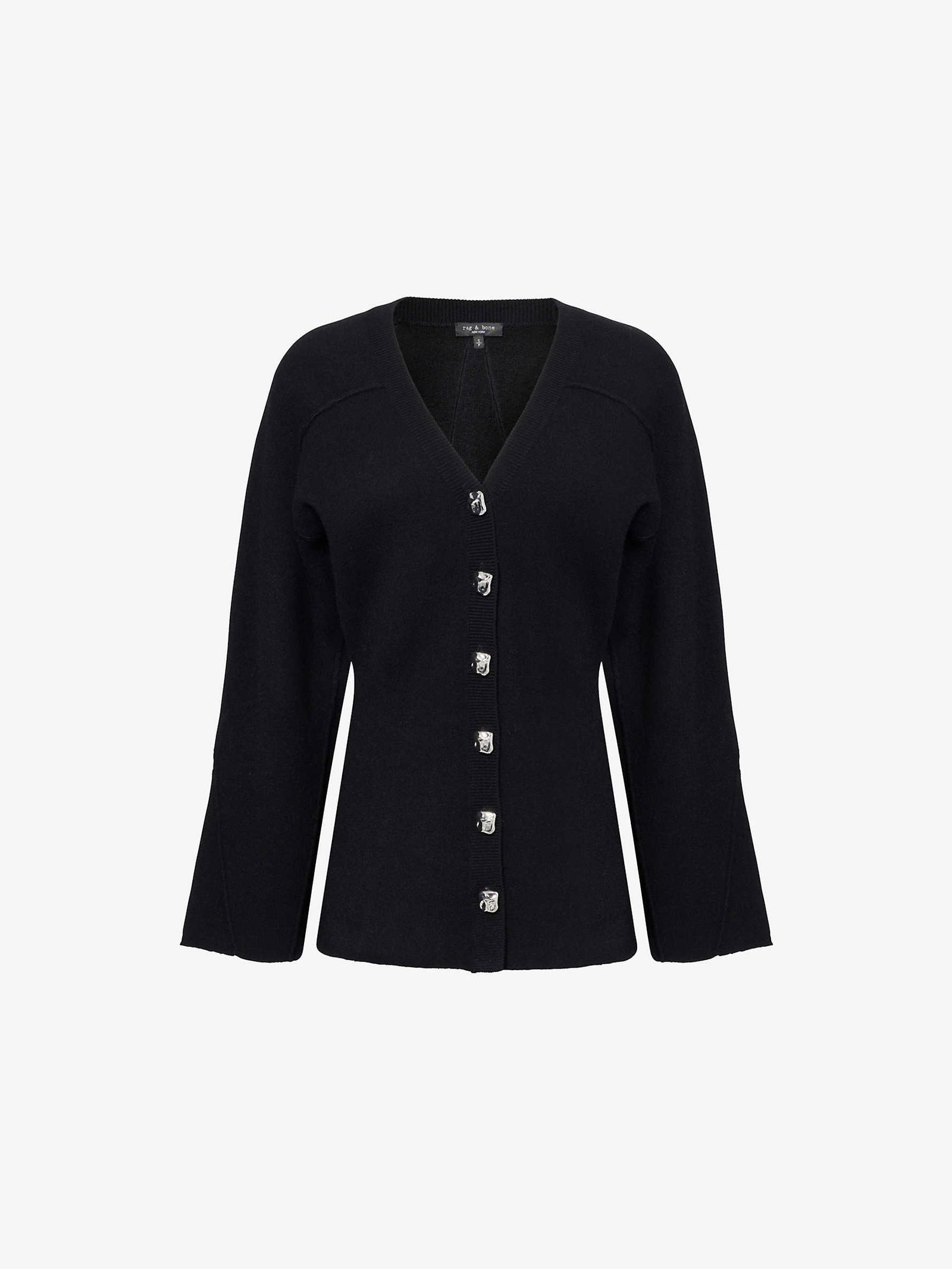 RAG & BONE Bridget Long Sculpted-Buttons Stretch-Wool Blend Cardigan in ...