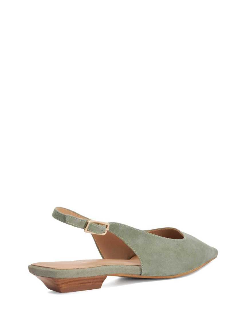 Dune London Hostess Ballet Pumps In Sage Suede | endource