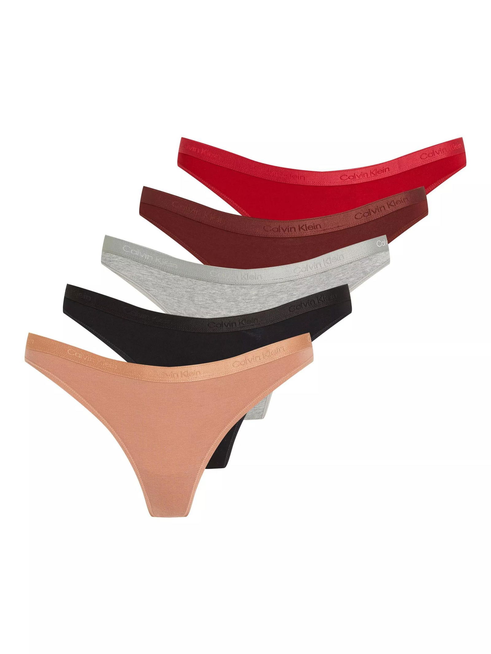 CALVIN KLEIN Cotton Thong, Pack of 5 in Black/Multi | endource