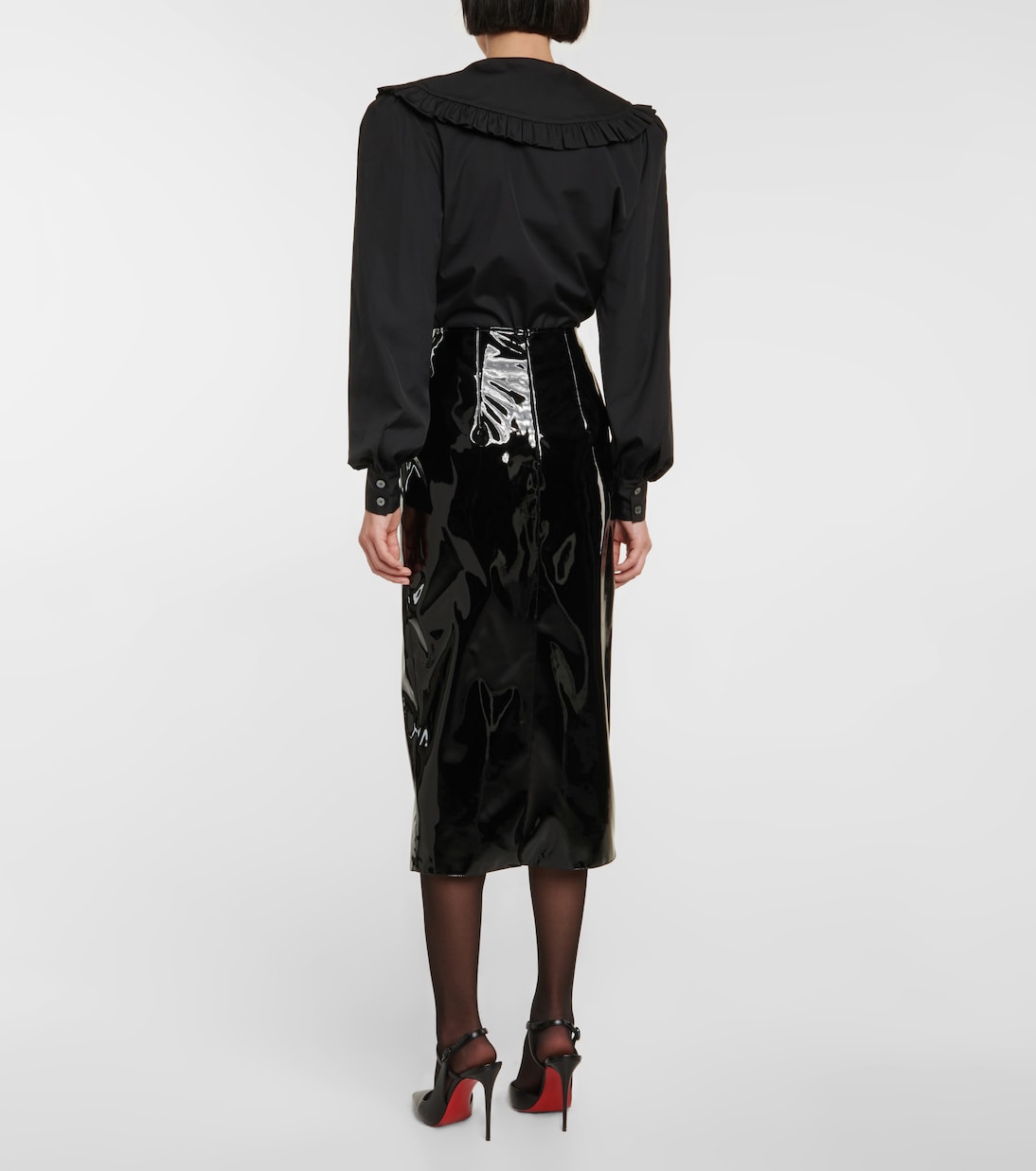 Alessandra Rich Vinyl Midi Skirt | endource