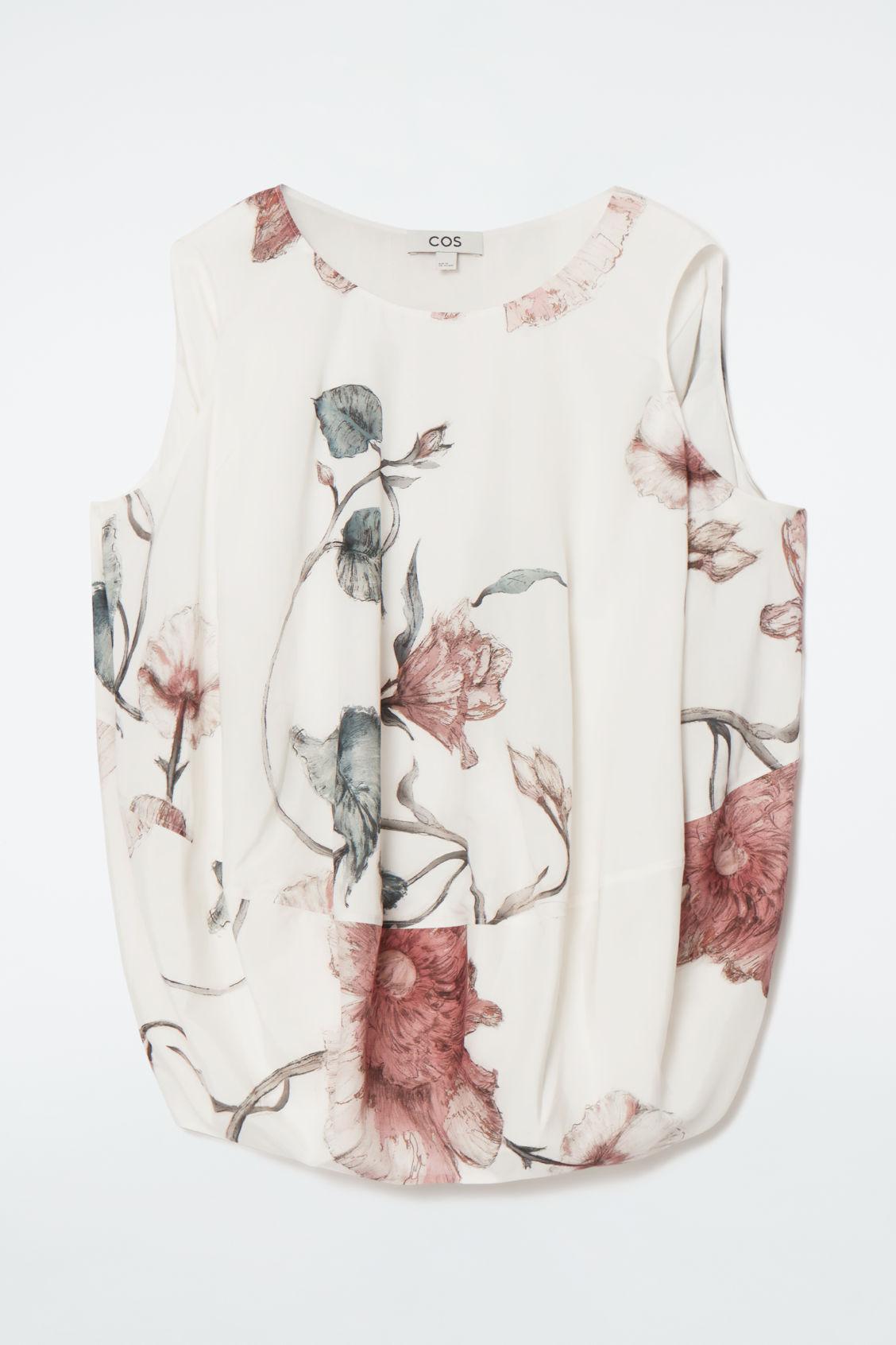 COS Balloon Sleeveless Top in WHITE / FLORAL | endource
