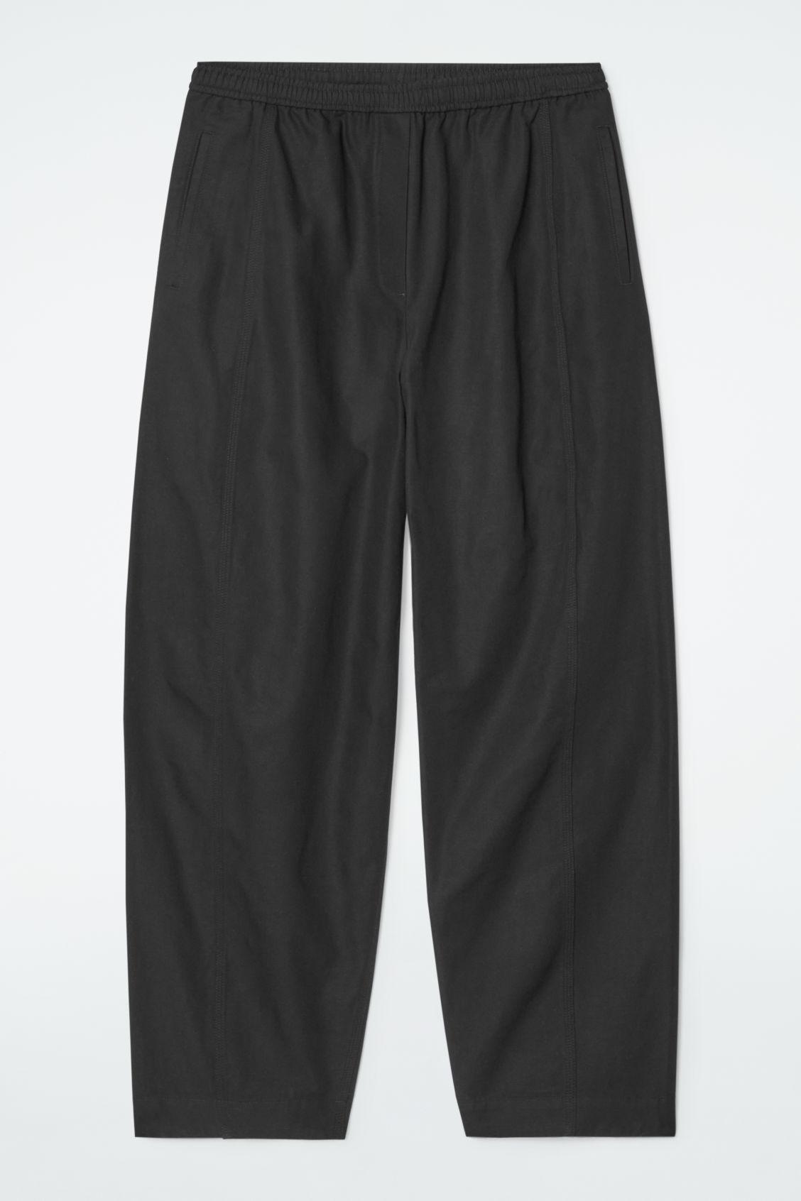 COS Barrel-Leg Cotton Trousers in BLACK | Endource