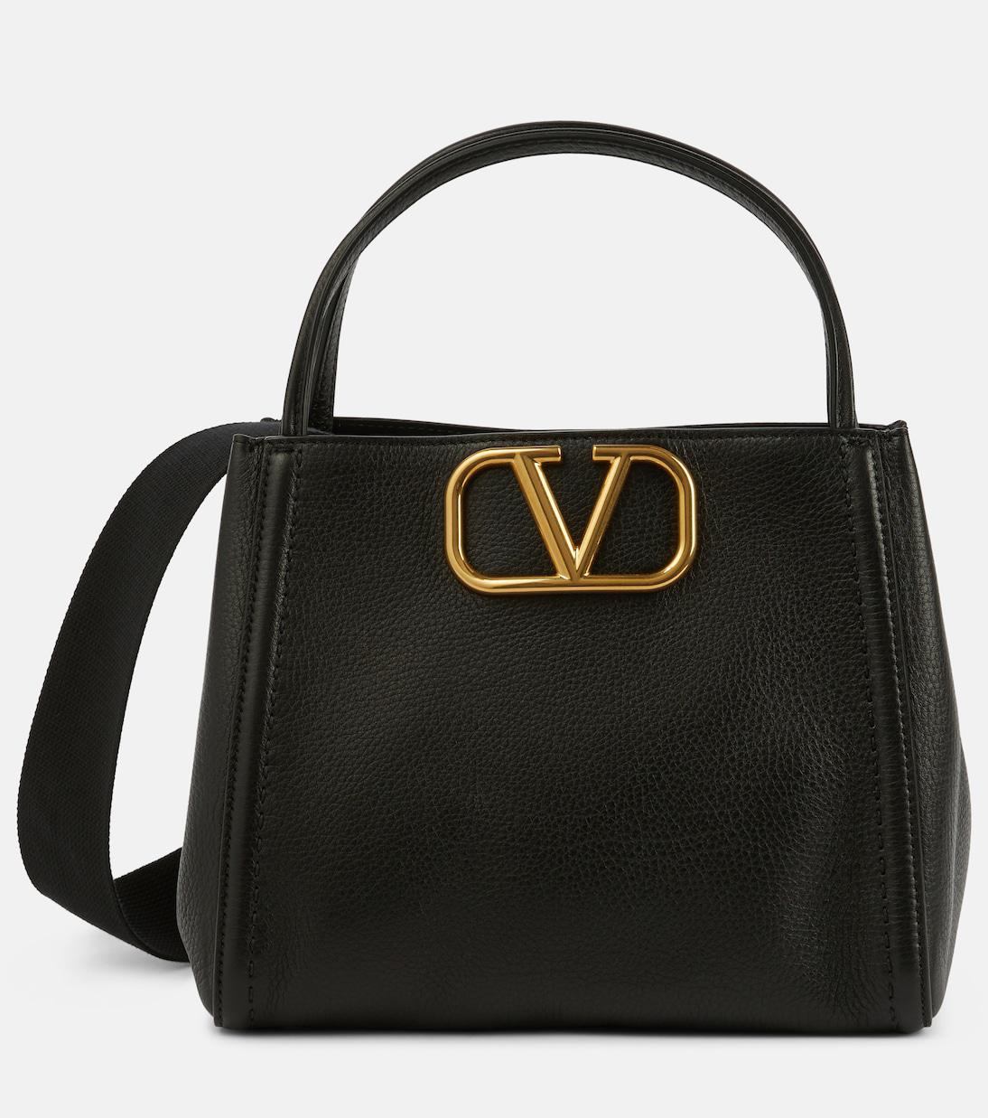 VALENTINO GARAVANI Alltime Medium Grained Leather Tote Bag in Black ...