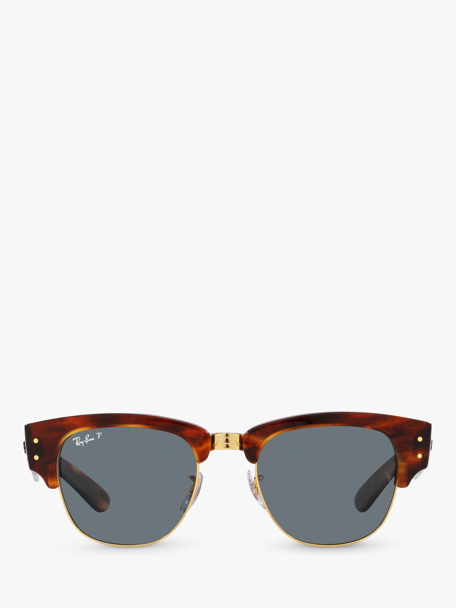 RAY-BAN Mega Clubmaster Polarised Oval Sunglasses in Striped Havana ...