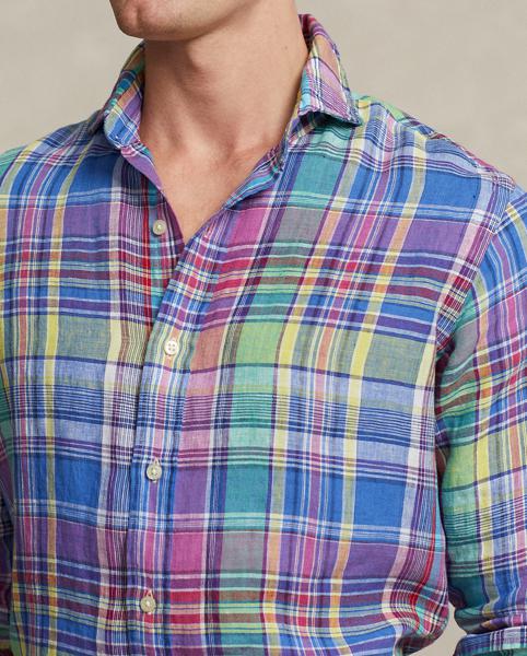 POLO RALPH LAUREN Custom Fit Plaid Linen Shirt in Multi | Endource