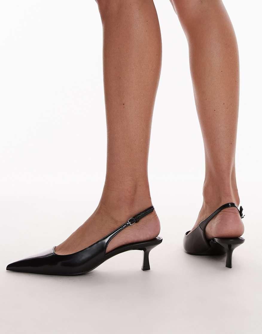 MANGO Sling Back Heels in BLACK | endource