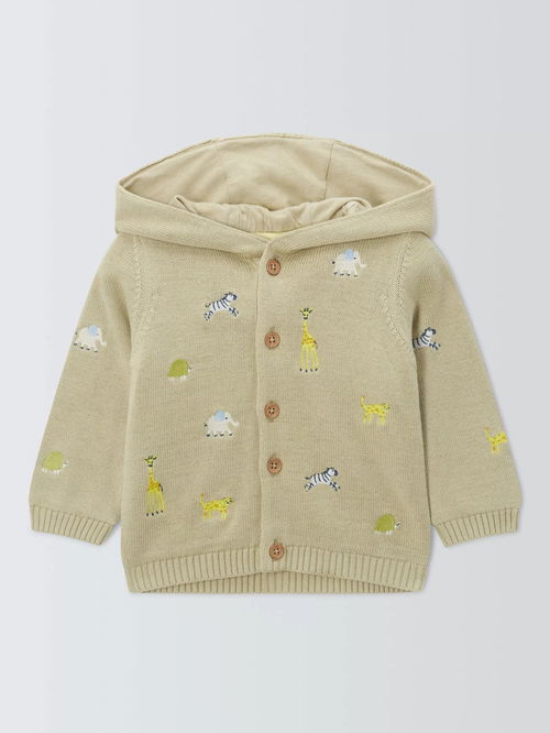 JOHN LEWIS Baby Safari Hooded Cardigan, Green | endource
