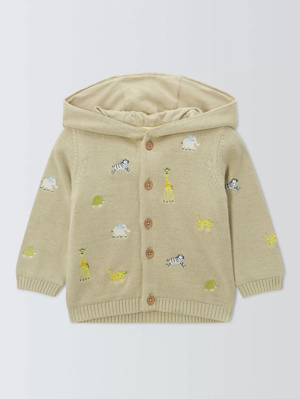 JOHN LEWIS Baby Safari Hooded Cardigan, Green | endource