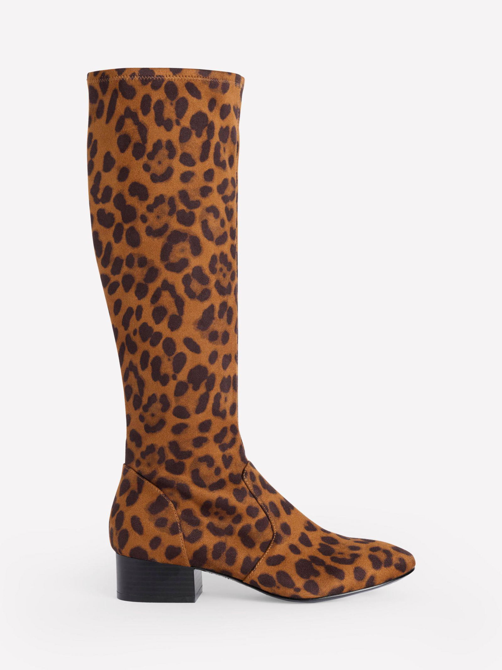 BODEN Flat Stretch Leopard Print Knee High Boots in Tan | endource