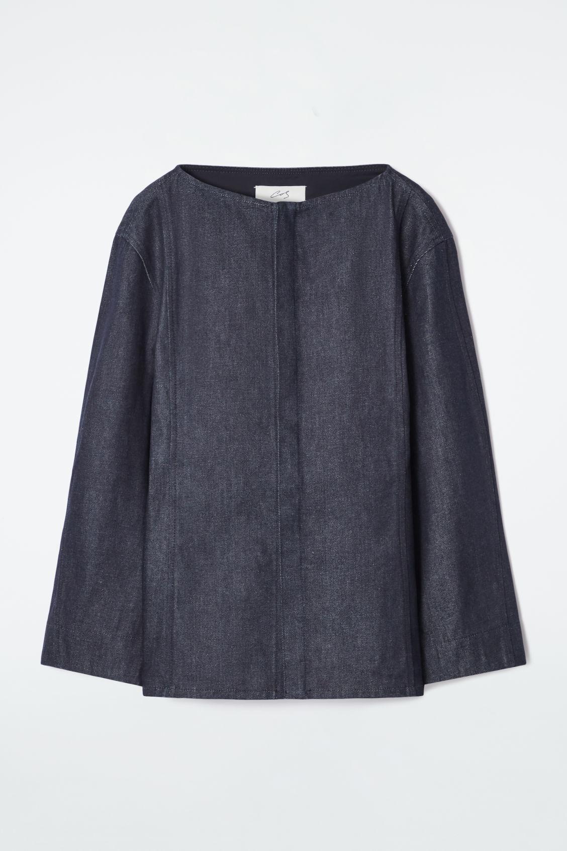 COS The Straight-Neck Raw Denim Shirt | endource