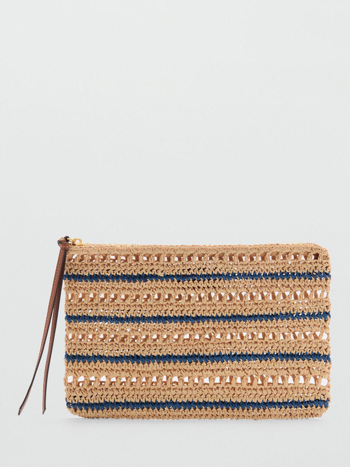 MANGO Stripe Clutch Bag in Natural/Multi | Endource